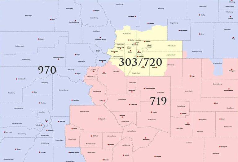 719, 970, 303, 720 - Area Code Map